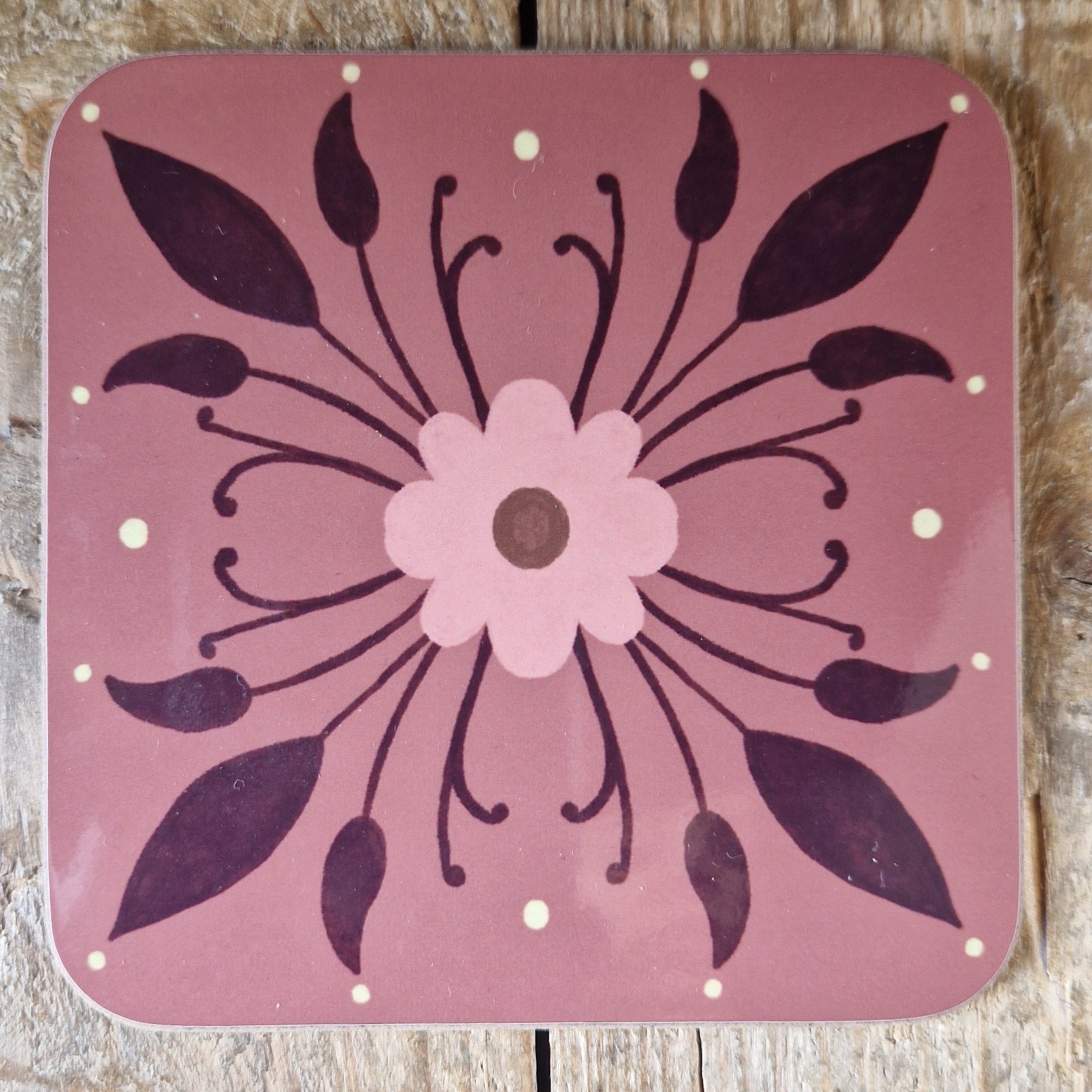 Symmetrical Floral Coaster Pink – Duck Egg Designs